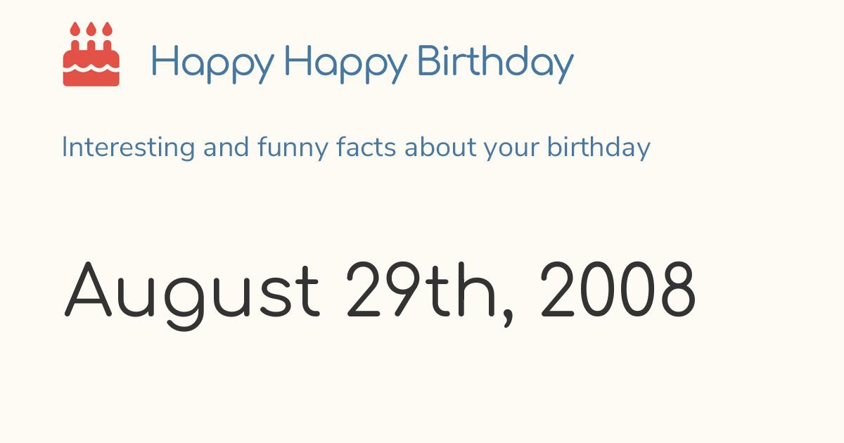 August 29th, 2008 (Friday): Birthday, Zodiac & Weekday