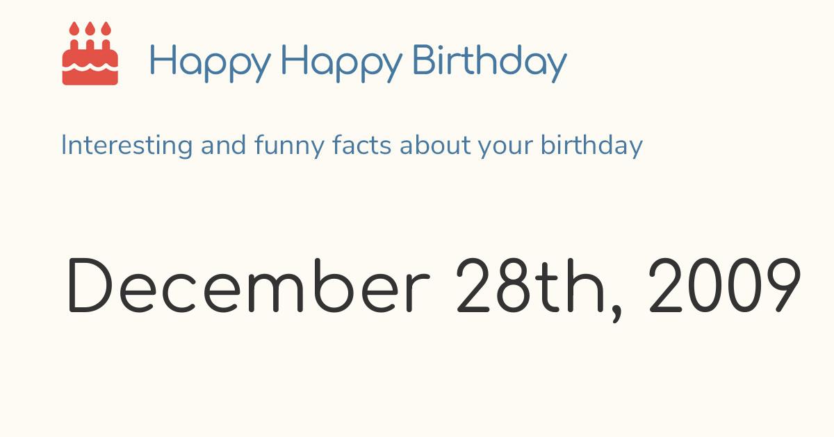 December 28th, 2009 (Monday): Birthday, Zodiac & Weekday