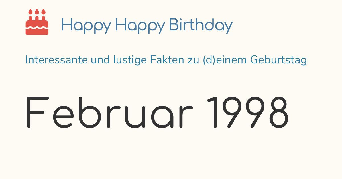 Februar 1998: Kalender, Geburtstag & Sternzeichen