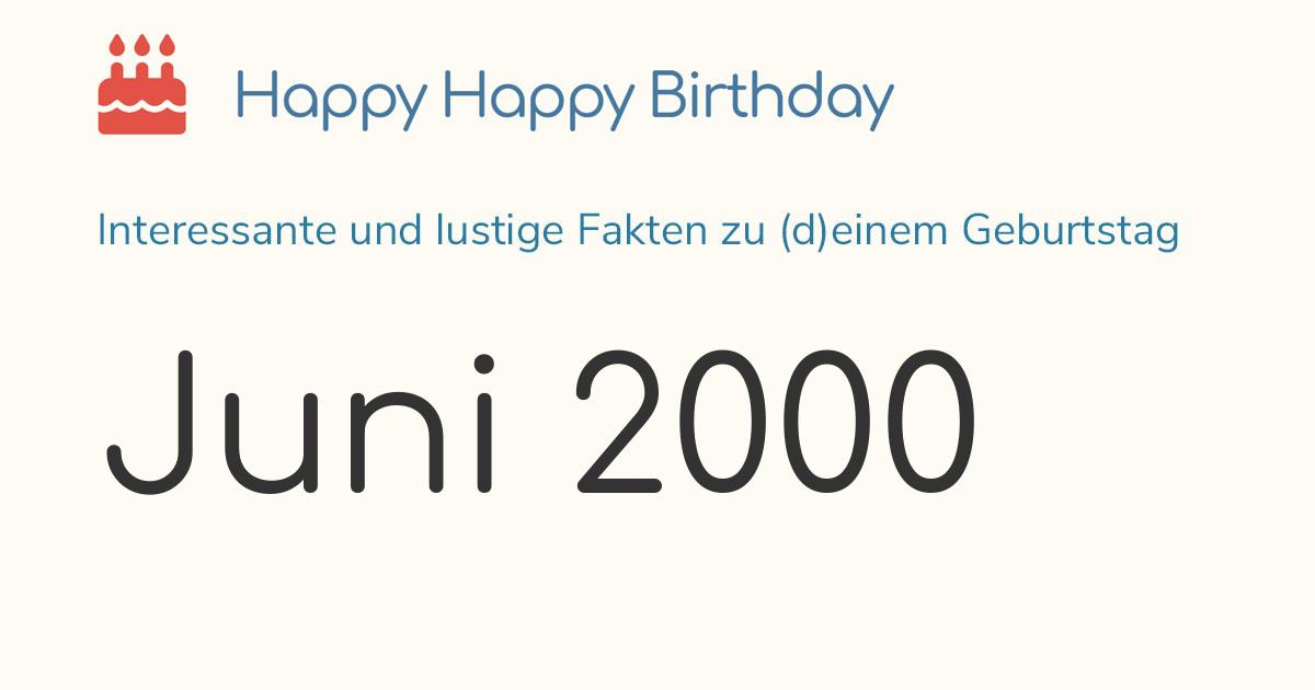 Juni 2000: Kalender, Geburtstag & Sternzeichen