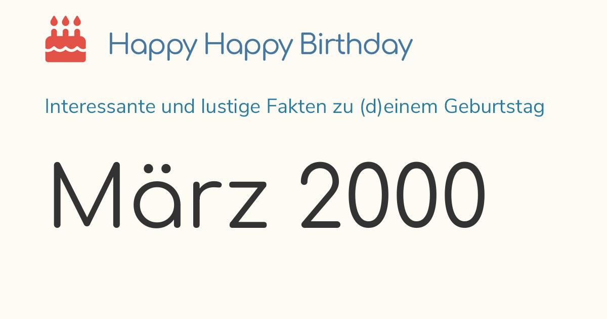 März 2000: Kalender, Geburtstag & Sternzeichen