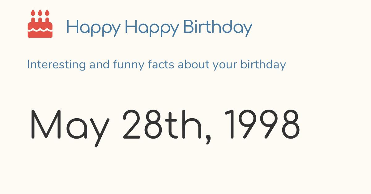 May 28th, 1998 (Thursday): Birthday, Zodiac & Weekday