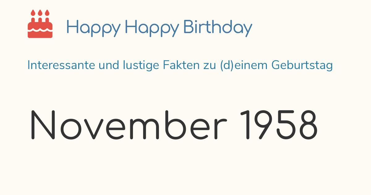 November 1958: Kalender, Geburtstag & Sternzeichen