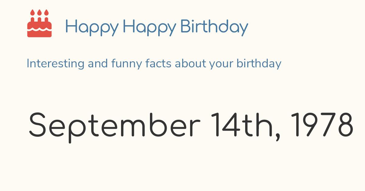 September 14th, 1978 (Thursday): Birthday, Zodiac & Weekday