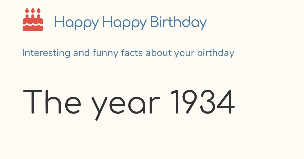 The year 1934: Calendar, history and birthdays