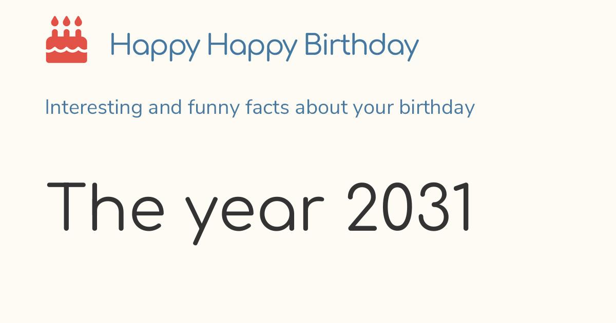The year 2031: Calendar, history and birthdays