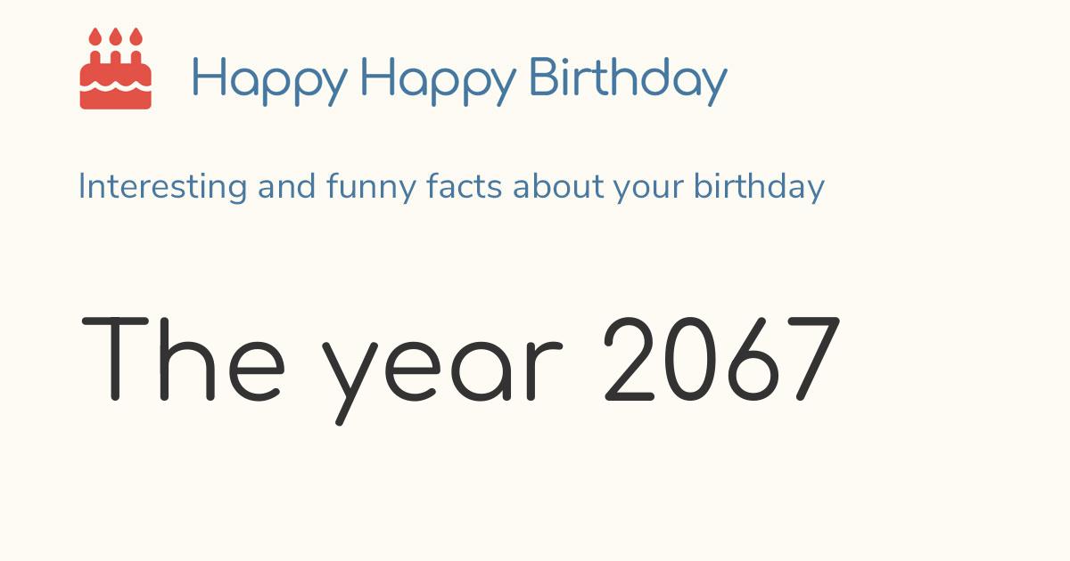 The year 2067: Calendar, history and birthdays